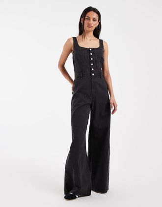 Levi's Audra - Combinaison &agrave; surpiq&ucirc;res - Noir