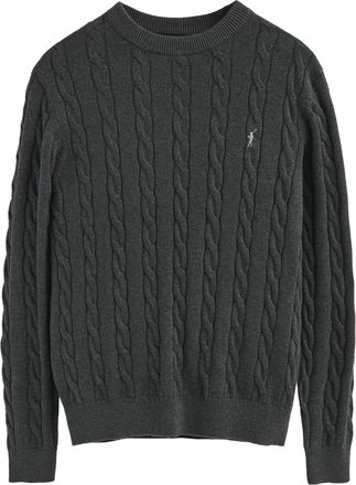 Polo Club Strickpullover dunkelgrau meliert mit Zopfmuster aus Wollgemisch mit gesticktem Rigby Go-Logo