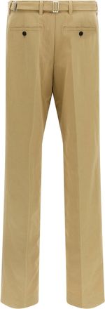 Prada Pleated Cotton Trousers - Beige