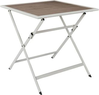 The Home Deco Factory Table Metal Blanc Effet Bois Barcelone 70x70