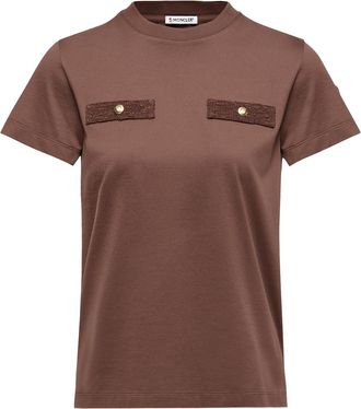 Moncler Moncler T-shirt En Coton Avec Fausses Poches, Femme, Marron, Taille: Xl
