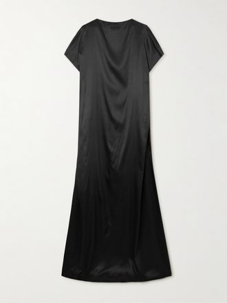 Dries Van Noten Robe Du Soir Dos Ouvert En Satin De Soie M&eacute;lang&eacute;e &Agrave; Drap&eacute;s - Noir