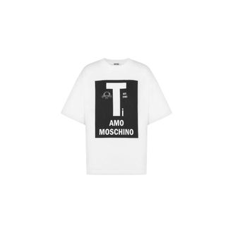 Moschino T-shirt en jersey de coton imprim&eacute; - Femme - Tops - Blanc - Taille: 36 FR