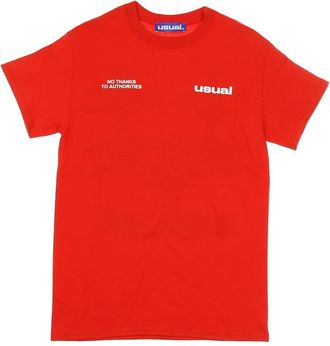 Usual Rotes Rundhals-T-Shirt aus 100% Baumwolle - - Tops - Herren - Rot - XL