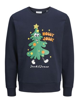 Jack & Jones JACK&JONES Herren Jjxmas Jolly Sweat Crew Neck Sweatshirt, Sky Captain, M