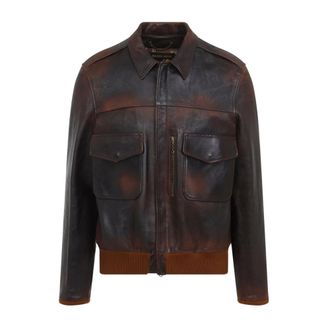 Golden Goose Leder-Bomberjacke - - Jackets - Herren - Braun - L