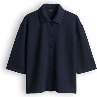 someday Kurzarmshirt Kulea Weite Passform, leicht verk&uuml;rzt mit Hemdblusenkragen