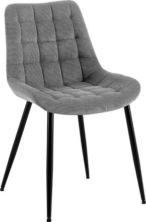 Clp Esszimmerstuhl Sardna, Küchenstuhl gepolstert mit gestepptem Cordbezug, Polsterstuhl mit Metallgestell bis 150 kg belastbar, Farbe:grau