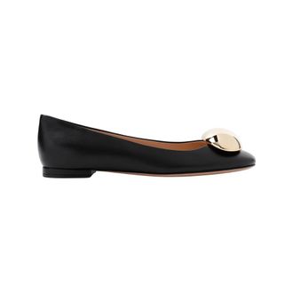 Gianvito Rossi Schwarze Leder Ballerinas Runde Spitze Slip-On - - Shoes - Damen - Schwarzk - 39 1/2 EU