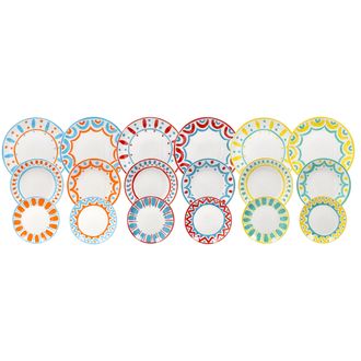 Tognana Vietri, 18-teiliges Geschirrset f&uuml;r 6 Personen, Porzellan, Multicolor