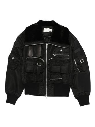 Feng Chen Wang veste à col en fourrure - Noir