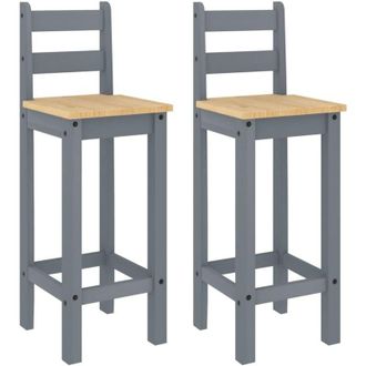 Les Tendances Chaises de bar 2 pcs gris bois de pin solide