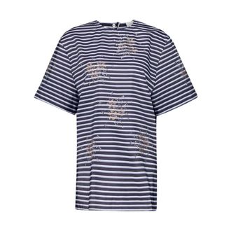 Paco Rabanne Blau Gestreiftes Besticktes T-Shirt - - Tops - Damen - Blau - S