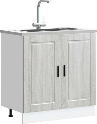 vidaXL Spülenunterschrank Porto Grau Sonoma 80x46x81,5cm Holzwerkstoff - Vidaxl