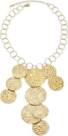 Dansk Copenhagen Femme, Accessoires, Jaune, Taille: ONE Size Vilja Waterproof 18K Gold Plated Short Statement Necklace - Hammered/Polished Stainless Steel