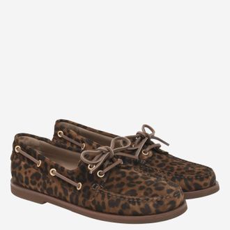 Gianvito Rossi Womens Animal Print Loafers Suede Leather