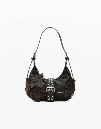 Desigual Kleine Tasche in Braun mit Blumen-Applikationen