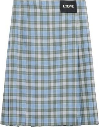 Loewe Falten -Wollrock gemischt - blau