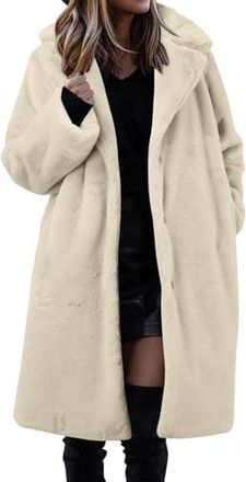 Generic Vestes longues en duvet pour femme - Manteau dhiver chaud et bouffant &agrave; manches courtes - Faux manteaux d&eacute;contract&eacute;s, blanc, XXL