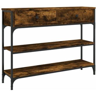 vidaXL Table console ch&ecirc;ne fum&eacute; 100x25x75 cm bois ding&eacute;nierie