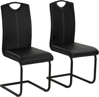 vidaXL Vidaxl - Chaises à manger cantilever lot de 2 noir similicuir