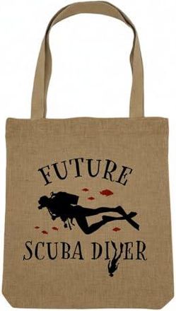 Fabulous Sac Shopping Tote Bag Aspect Lin - Future Scuba Diver Sport Diving - Sac de Courses Toile Epaisse 360g Beige Naturel Cabas Port&eacute; Epaule Solide Imprim&eacute;