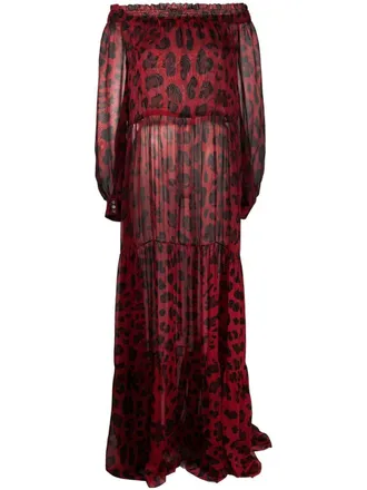 Philipp Plein robe &agrave; imprim&eacute; l&eacute;opard - Rouge