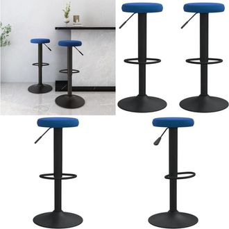 vidaXL Barhocker 2 Stk. Blau Samt - Samtsitz - Barhocker Blau - Drehbares B&uuml;rostuhl - H&ouml;henverstellbar - K&uuml;chenhocker - Home & Living