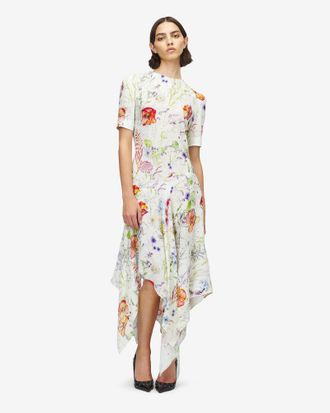 Alexander McQueen Meadow Floral asymmetrisches Kleid - Item 861420QZAQV9015
