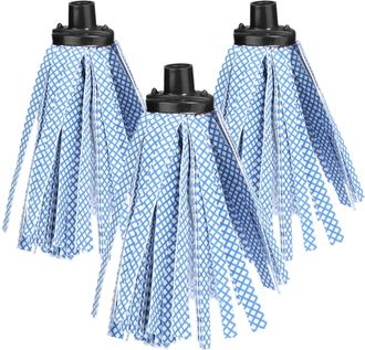 Com-Four 3X Wischmopp Ersatzkopf für 2 cm Gewinde, mit Synthetikstreifen, klassischer Ersatz-Wischmopp mit saugfähigen Wischstreifen, Wringmoppkopf