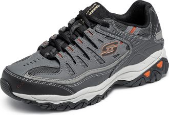 Skechers Mens Afterburn M. Fit Fashion Sneakers - Leather Upper, Memory Foam Insole, Rubber Outsole, Anthrazit/Grau, 44 EU