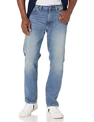 Amazon Essentials Jean Stretch Coupe d&eacute;contract&eacute;e (Grandes Tailles Disponibles) - Couleurs abandonn&eacute;es Homme, D&eacute;lav&eacute; Clair, 46W / 30L