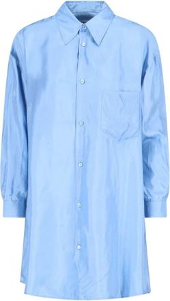 Maison Margiela Femme, Robes, Bleu, Taille: 38 FR Robe chemise &agrave; effet froiss&eacute;