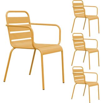 M&S Collection M&s - Lot de 4 chaises de jardin en m&eacute;tal moutarde avec accoudoirs - baca