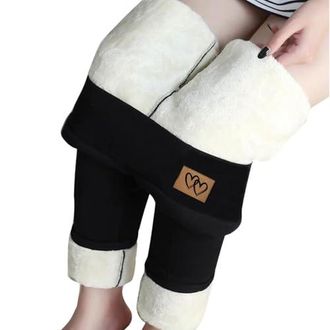 Generic Legging tendance et d&eacute;contract&eacute; imprim&eacute; graphique taille haute extensible chaud thermique pour femme, Noir, 3XL