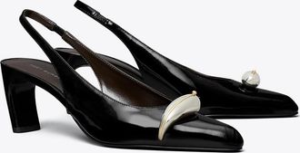 Tory Burch Damen Slingback mit Absatz und Piercingdetail