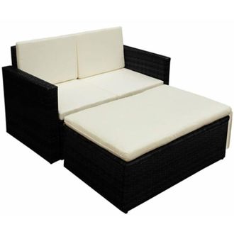 vidaXL Salon de jardin 2 pcs avec coussins R&eacute;sine tress&eacute;e Noir - Vidaxl