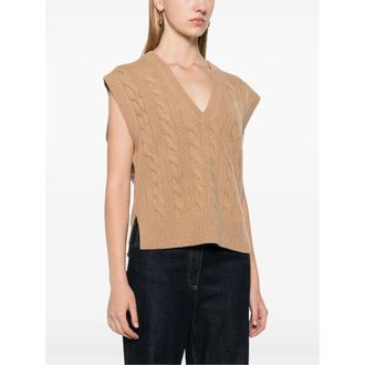 Ralph Lauren Cable Knit Wool-Cashmere Sweater Vest - Beige
