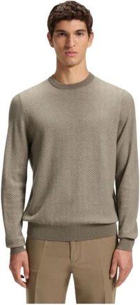 HUGO BOSS Homme, Sweatshirts et sweats &agrave; capuche, Brun, Taille: S Pull en laine et coton &agrave; chevrons