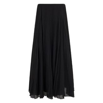 Vince Femme, Jupes, Noir, Taille: 38 FR Crinkled Pliss&eacute; Cotton-Blend Maxi Skirt