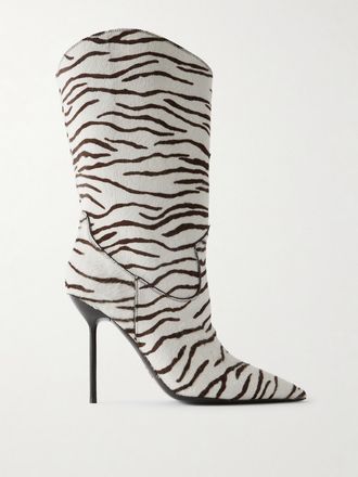 PARIS TEXAS Lidia Stiefel Aus Kalbshaar Mit Zebraprint - Animal-Print