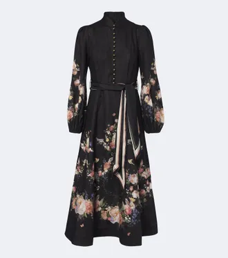 Zimmermann Robe midi Valiant en lin &agrave; fleurs