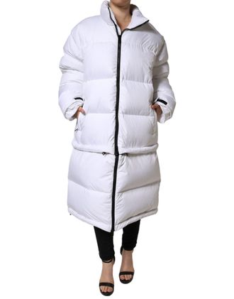 Dolce & Gabbana Womens White Puffer Quilted Full Zip Coat Jacket Nylon Clothing