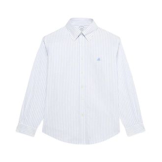 Brooks Brothers Hellblaues und Wei&szlig;es Regular Fit Non-Iron Stretch Baumwoll Freizeithemd mit Button-Down-Kragen - - Shirts - Herren - Blau - 2XL