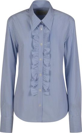 Ami Femme, Blouses et Chemises, Bleu, Taille: 38 FR Chemise Ajust&eacute;e &agrave; Volants et Manches Longues