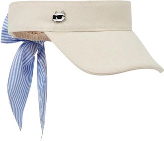 Karl Lagerfeld Caps & M&uuml;tzen - IKON CHOUPETTE TIE DETAIL VISOR Hut - Gr. ONE SIZE - in Beige - f&uuml;r Damen