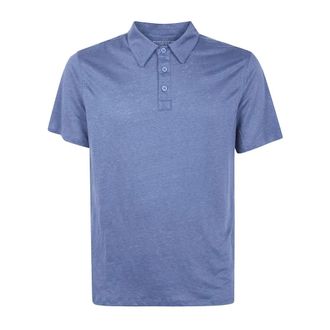 Majestic Filatures Kurzarm Leinen Poloshirt - - Tops - Herren - Blau - M