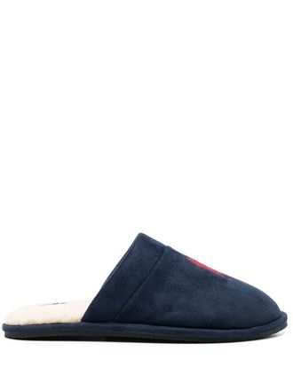 Polo Ralph Lauren chaussons &agrave; logo brod&eacute; - Bleu