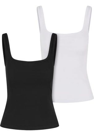 Urban Classics Débardeurs Côtelés (Lot de 2) Femme Top Noir/Blanc XS 95% Coton, 5% Élasthanne Slim Fit