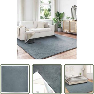 vidaXL Anthrazit Teppich - Rutschfester Kunstfellteppich Olite Anthrazit 240 x 240 cm